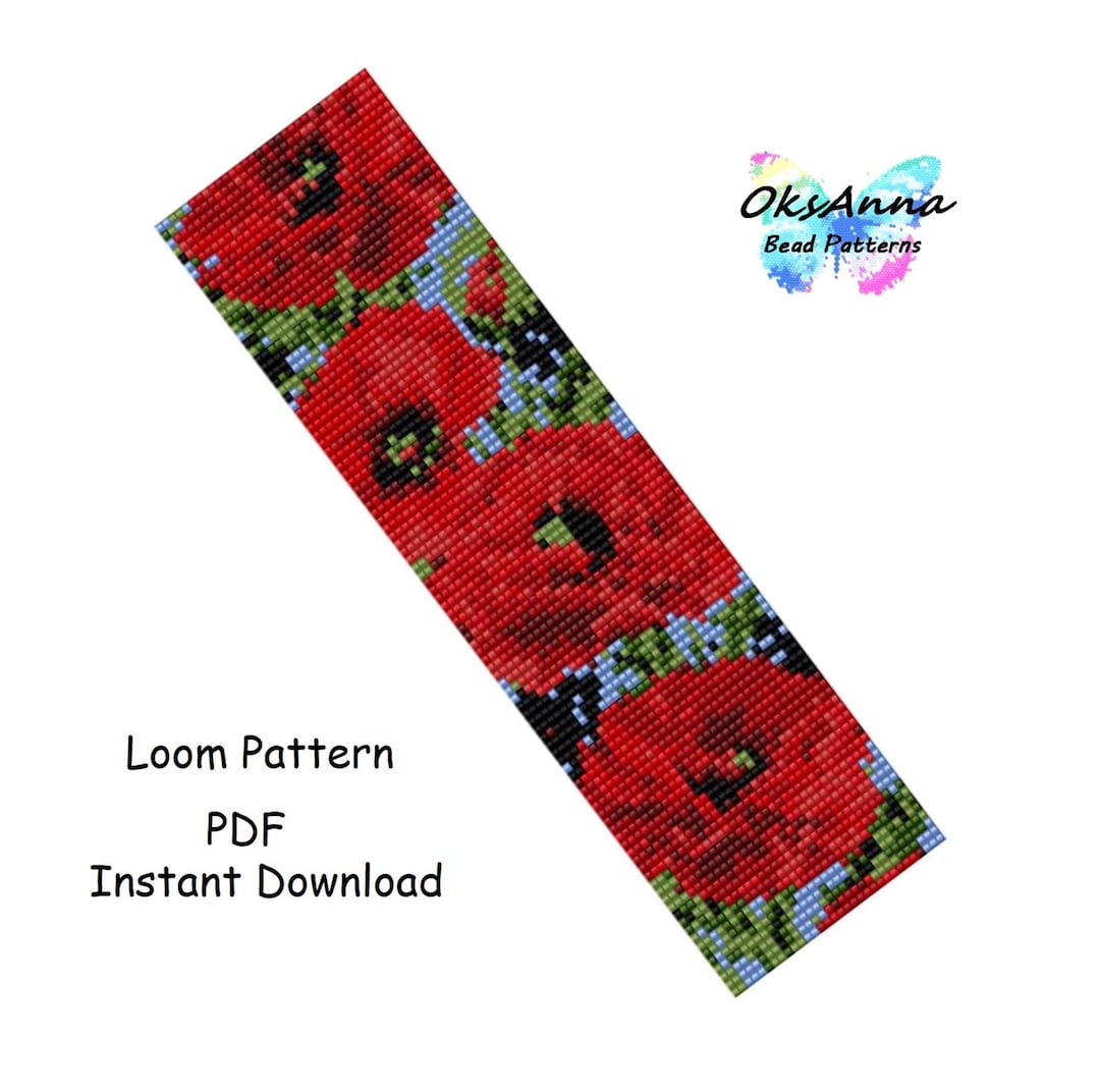Beading Poppy Bracelet Pattern Flower Loom Bracelet Miyuki Bracelet ...