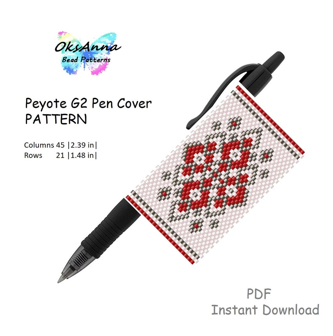 Red Pen Wrap Pattern Peyote Pen Cover Pattern for Pilot G2 Odd Count ...