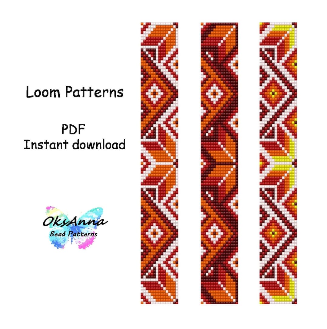Loom Bracelet Pattern Set Miyuki Patterns Orange Loom Pattern Set ...