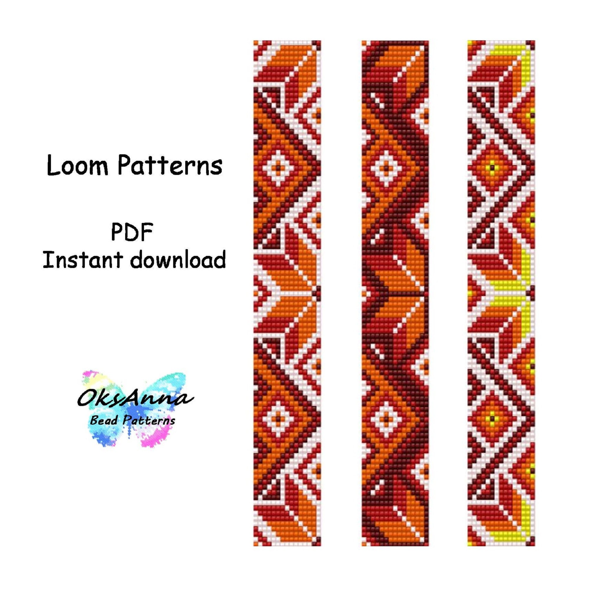 Loom Bracelet Pattern Set Miyuki Patterns Orange Loom Pattern - Etsy