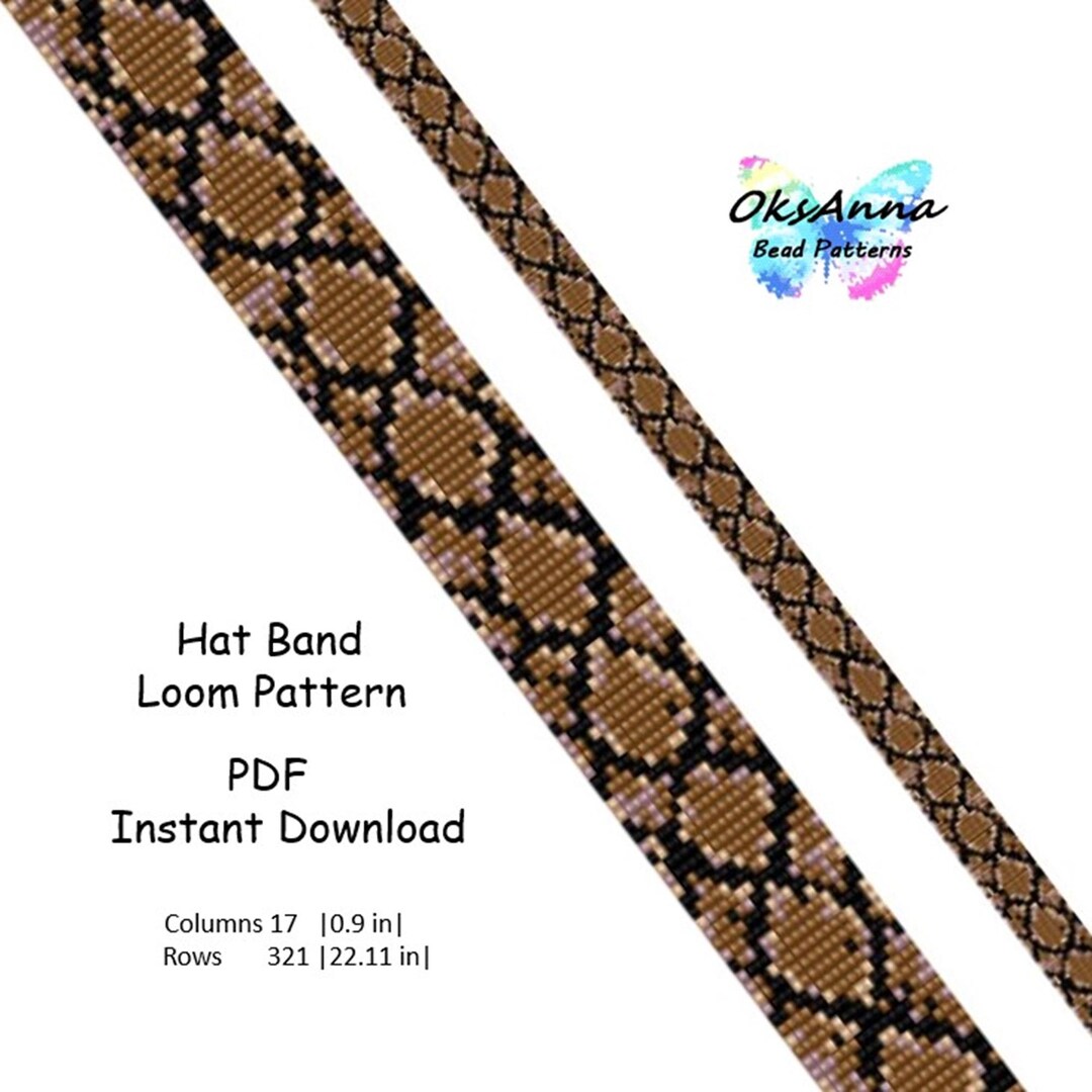 Beading Snake Hatband Pattern Bead Loom Hatband Miyuki Hatband Beading ...