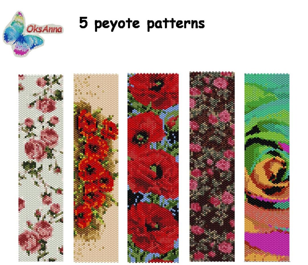 Seed Bead Bracelet Pattern Flower Peyote Pattern Beadweaving Pattern ...