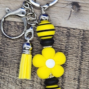 Flower Silicone Beaded Keychain - Etsy