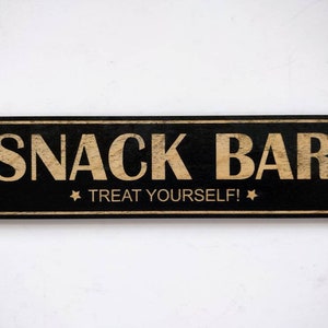 Snack Bar Wooden Engraved Sign - Treat Yourself - Kitchen Decor - Snack ...