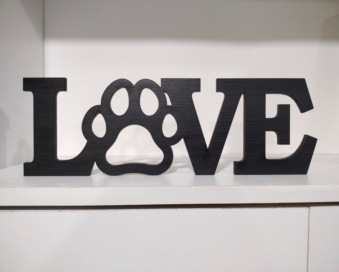 Love Word Cutout Sign, Cute Dog Signs, Wooden Dog Sign, Pet Sign, Dog ...