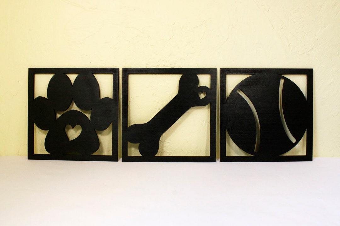 Wooden Dog Sign Cutout Set: Paw Print, Bone, Ball - Pet Decor - Etsy