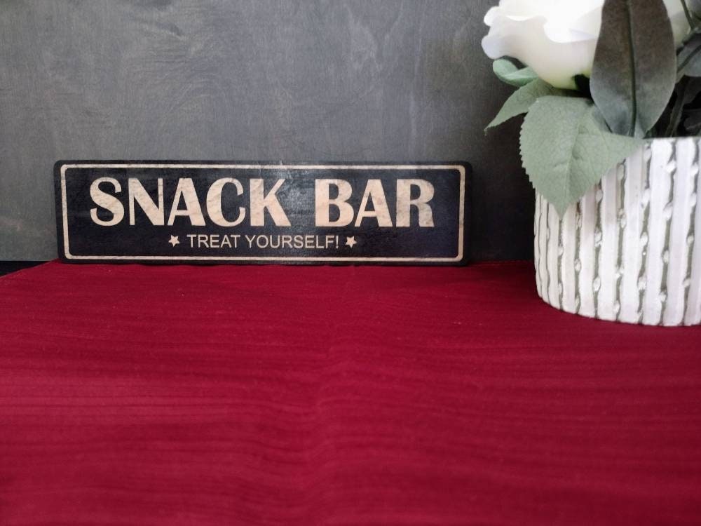 Snack Bar Wooden Engraved Sign Treat Yourself Kitchen - Etsy