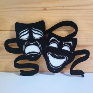 Drama Masks Wooden Wall Art: Theater Decor - Etsy
