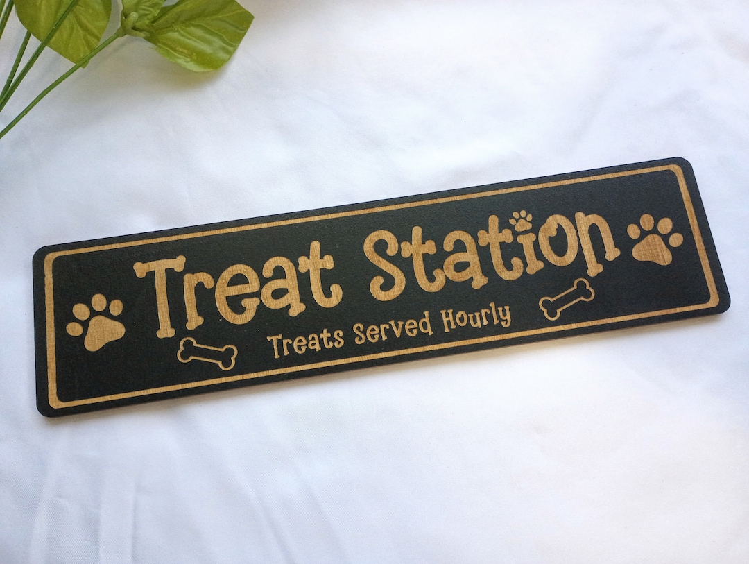 Treat Station Wooden Dog Sign, Dog Wall Art, Cute Dog Décor, Rustic ...