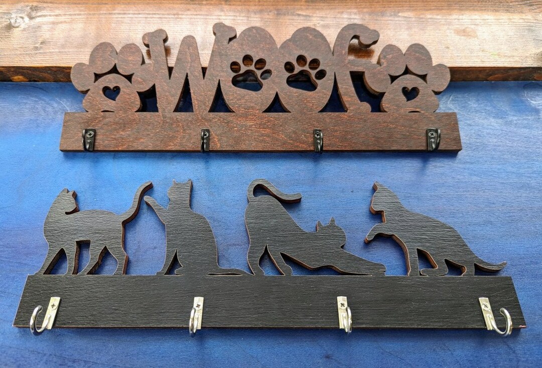 Dog or Cat Themed Key Ring Holder, Leash Holder, Pet Décor, Cute Pet ...
