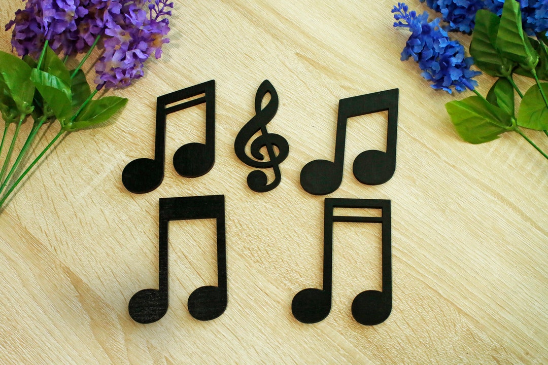 Wooden Music Note Cutouts, Treble Clef, Beamed 8th Note, Slanted Beamed ...