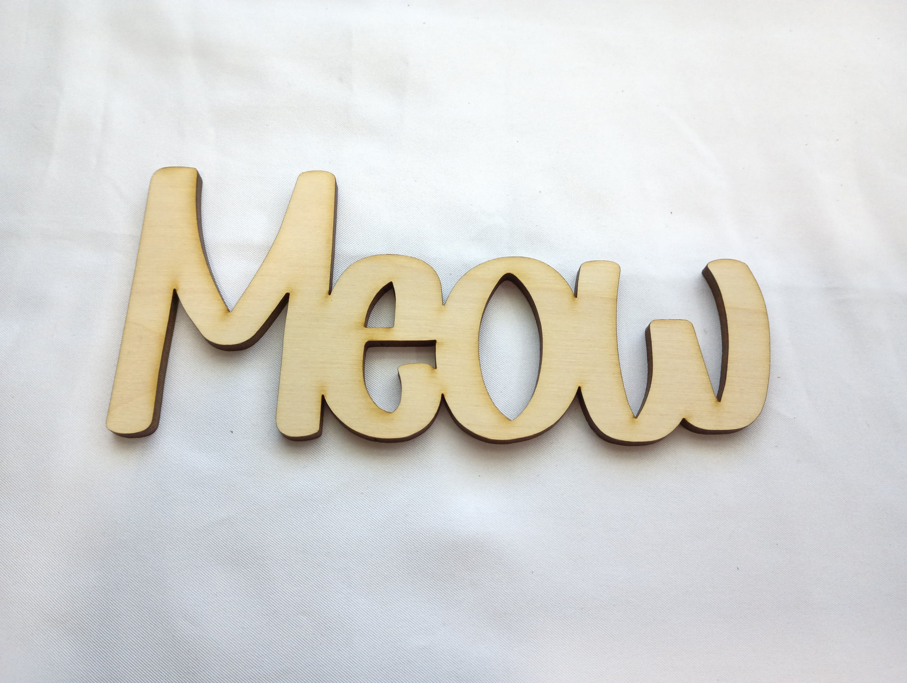 Laser Cut Wood "meow" Sign: Cat Wall Decor - Etsy