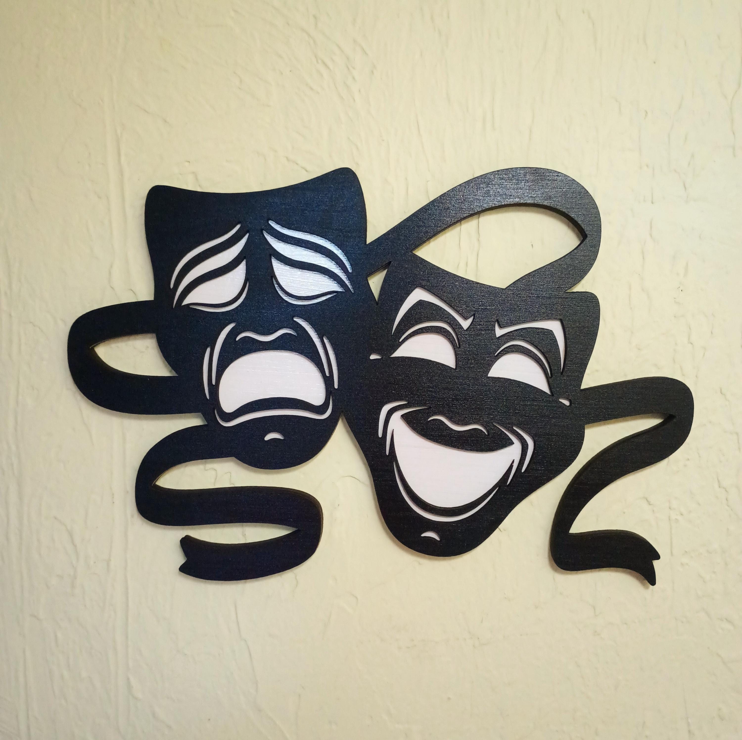 Drama Masks Wooden Wall Art: Theater Decor - Etsy