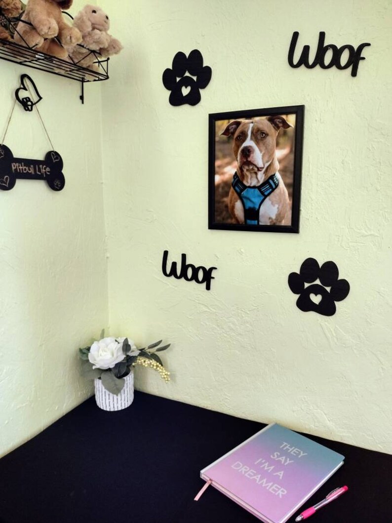 Woof or Meow Word Cutout and Paw Print Bundle Laser Cut - Etsy