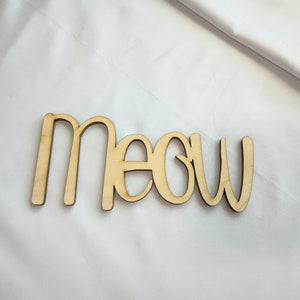 Laser Cut Wood "meow" Sign: Cat Wall Decor - Etsy