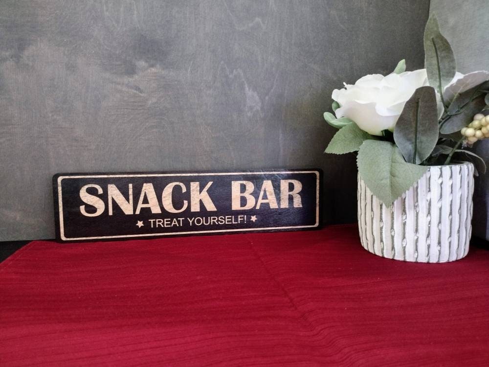 Snack Bar Wooden Engraved Sign Treat Yourself Kitchen - Etsy