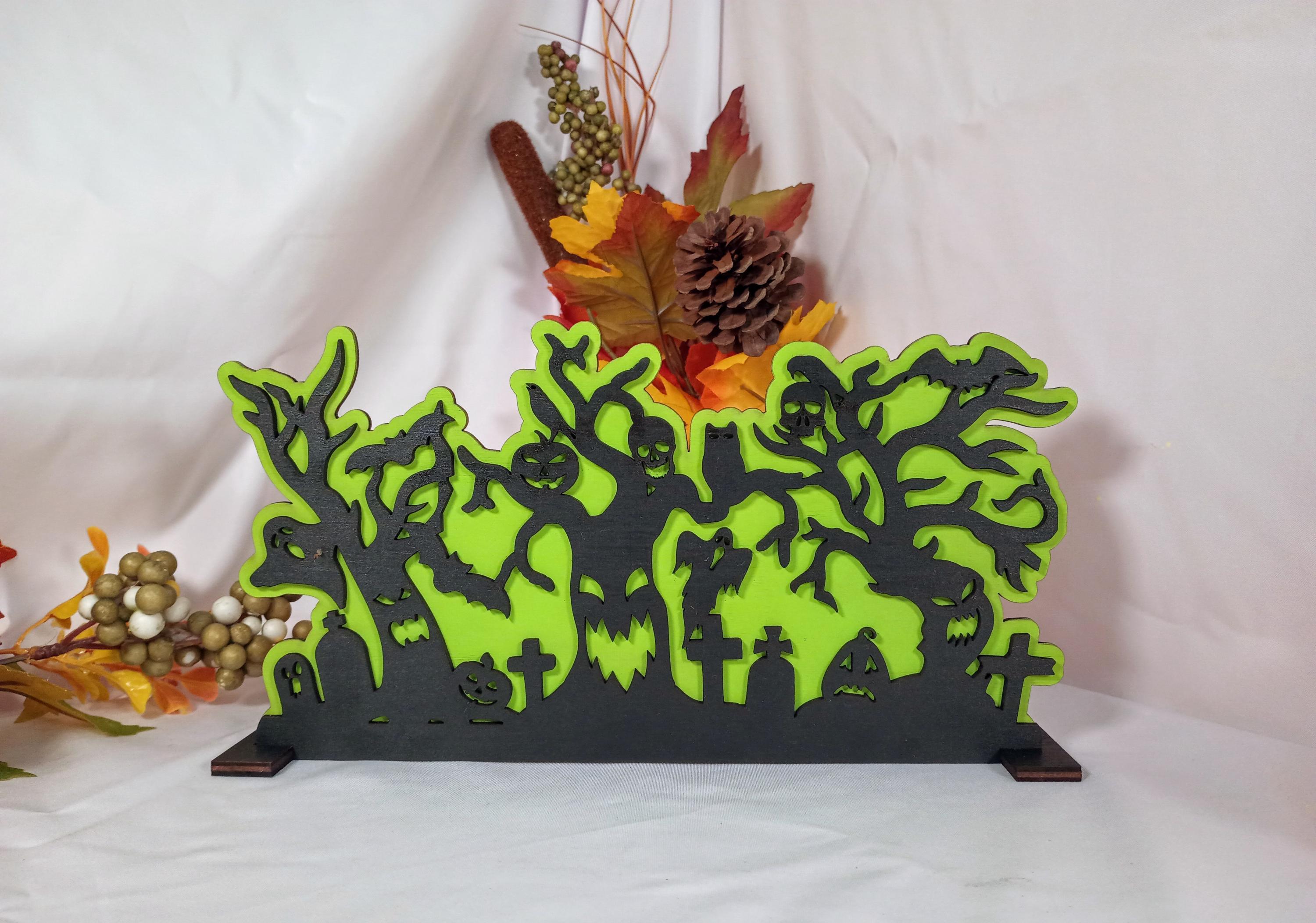 Laser Cut Haunted Graveyard Display: Spooky Halloween Decor - Etsy