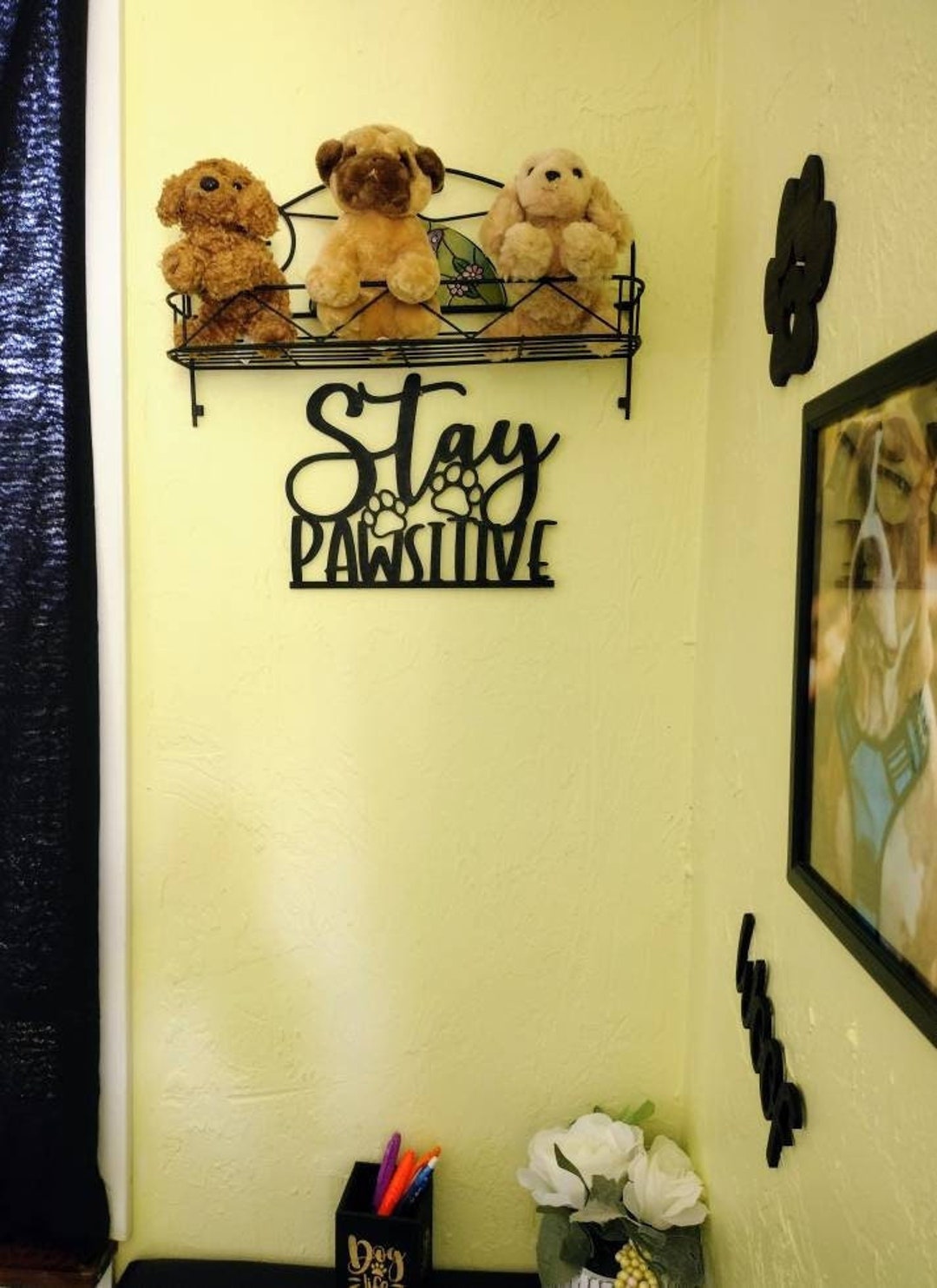 Stay Pawsitive Wooden Sign: Laser Cut Dog Wall Art - Etsy