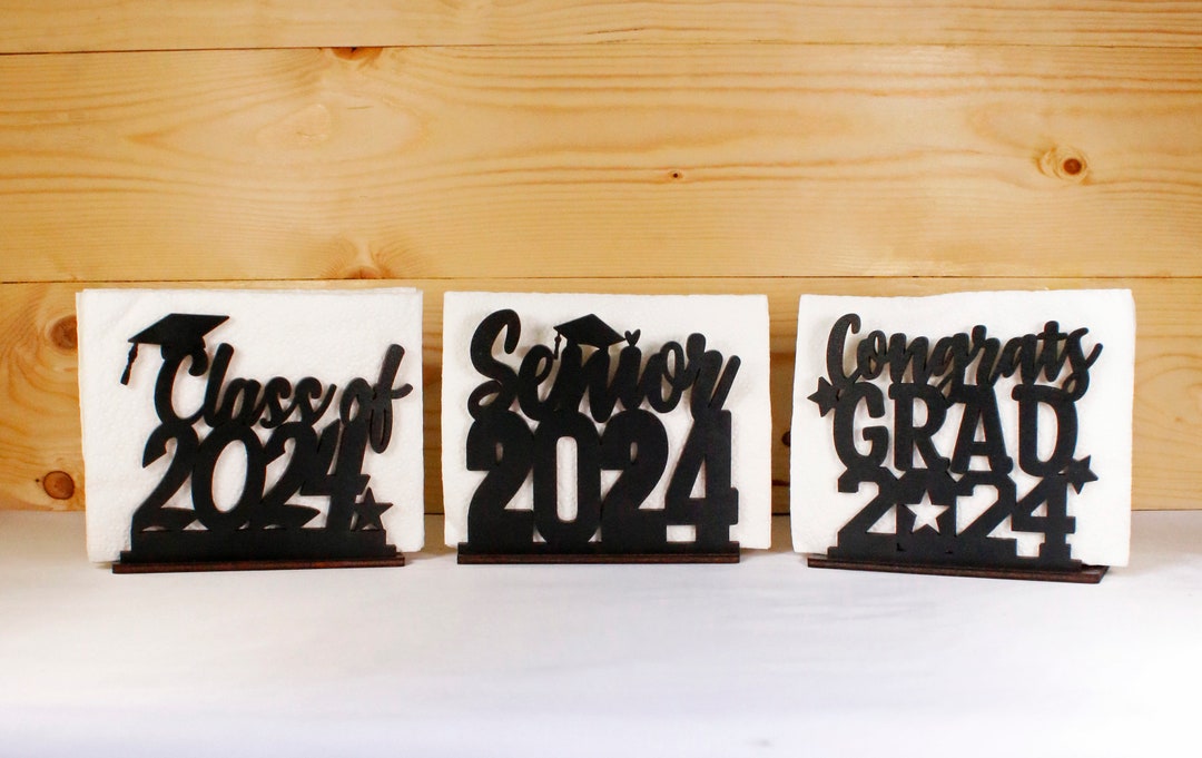 Grad Napkin Holders, Wooden Laser Cut Napkin Holders, Graduation Décor ...