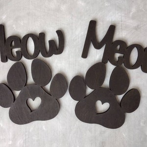 Laser Cut Woof Meow Paw Print - Wooden Pet Sign - Etsy