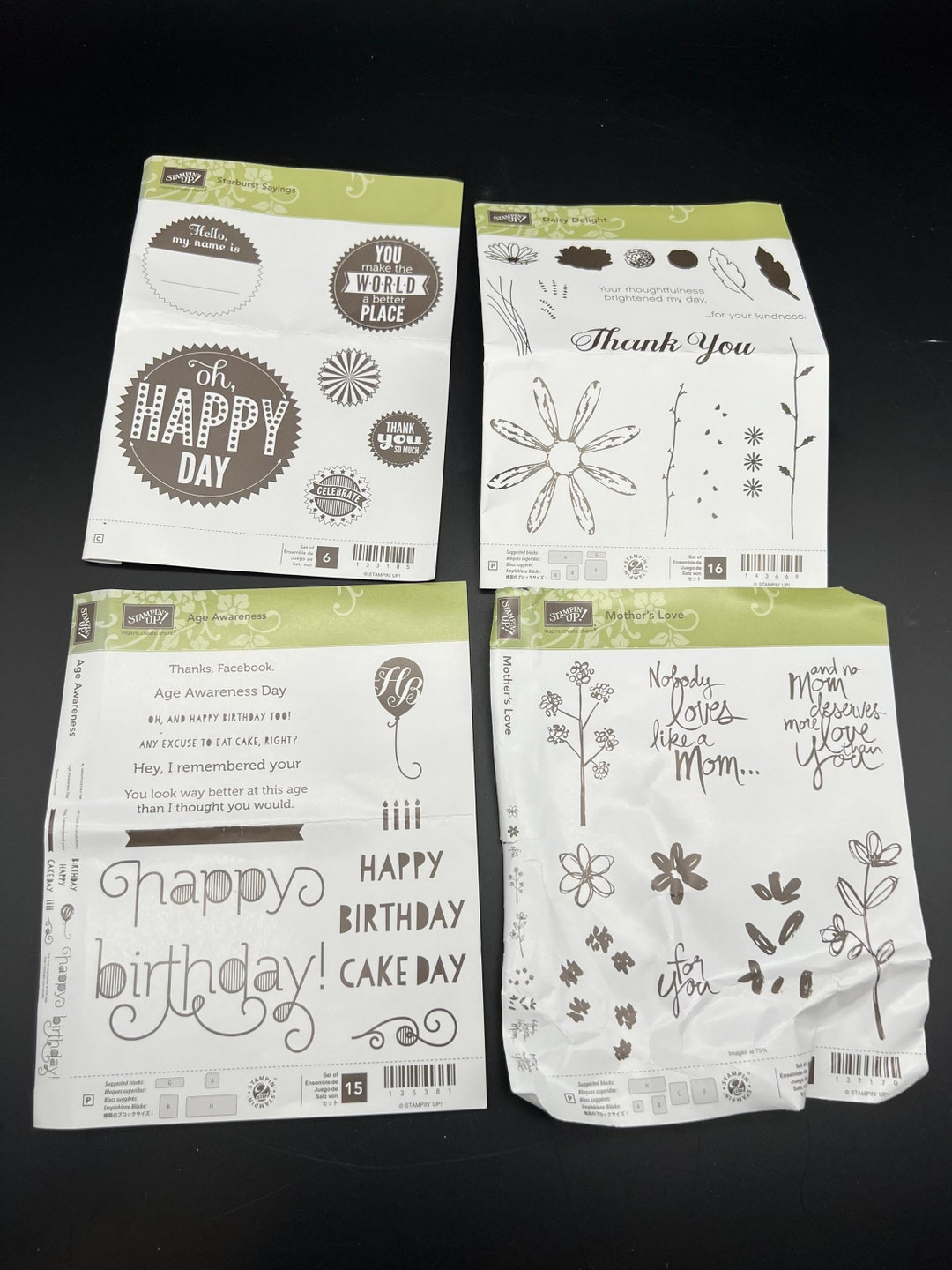 Stampin’ Up! Four Sets - Starburst Sayings, Daisy Delights, Age ...