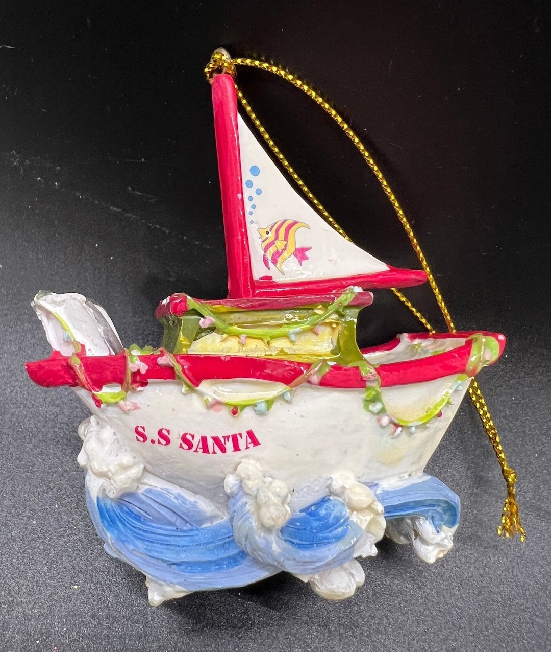 S.S. Santa Sailboat Christmas Ornament - Etsy