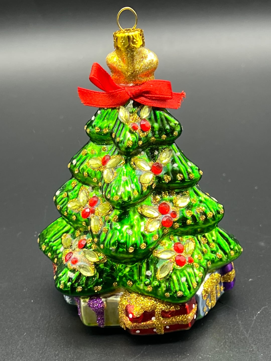 Large Jeweled Christmas Tree Blown Glass Ornament 5” - Etsy