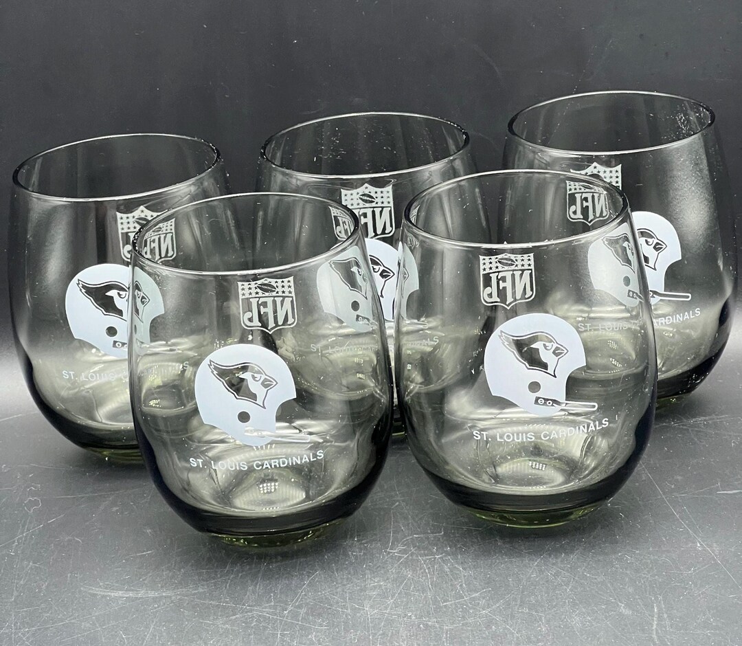 Five Vintage St Louis Cardinals Football Smoked Gray Wine Glasses 1970 ...