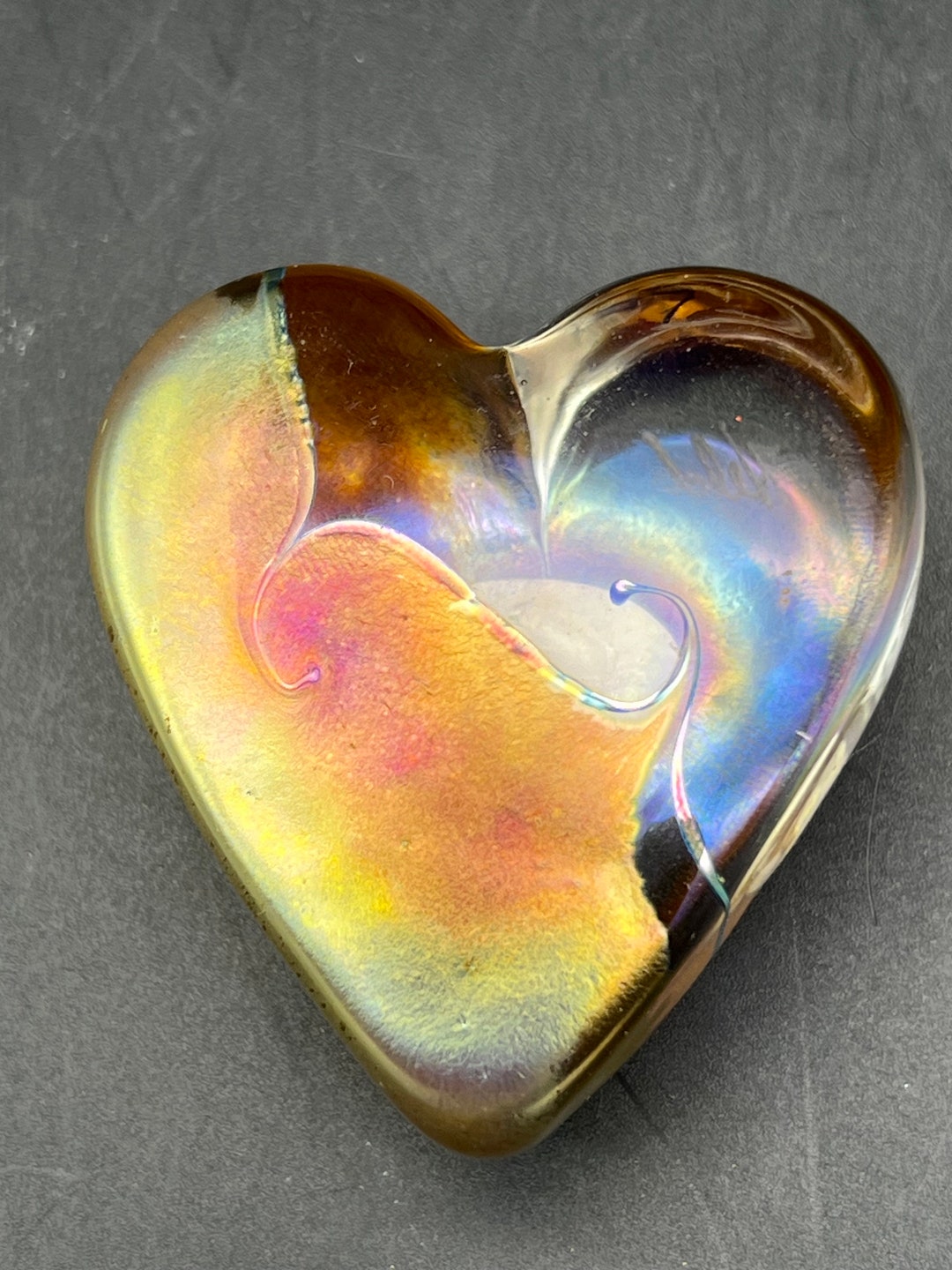 Vintage ROBERT HELD Iridescent Art Glass Heart 2.5 X 2.25 - Etsy