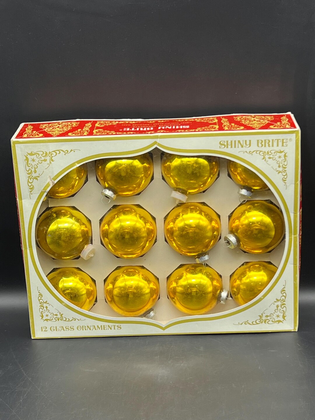 Twelve Vintage SHINY BRITE Gold Bulb Ornaments Christmas Ornaments ...