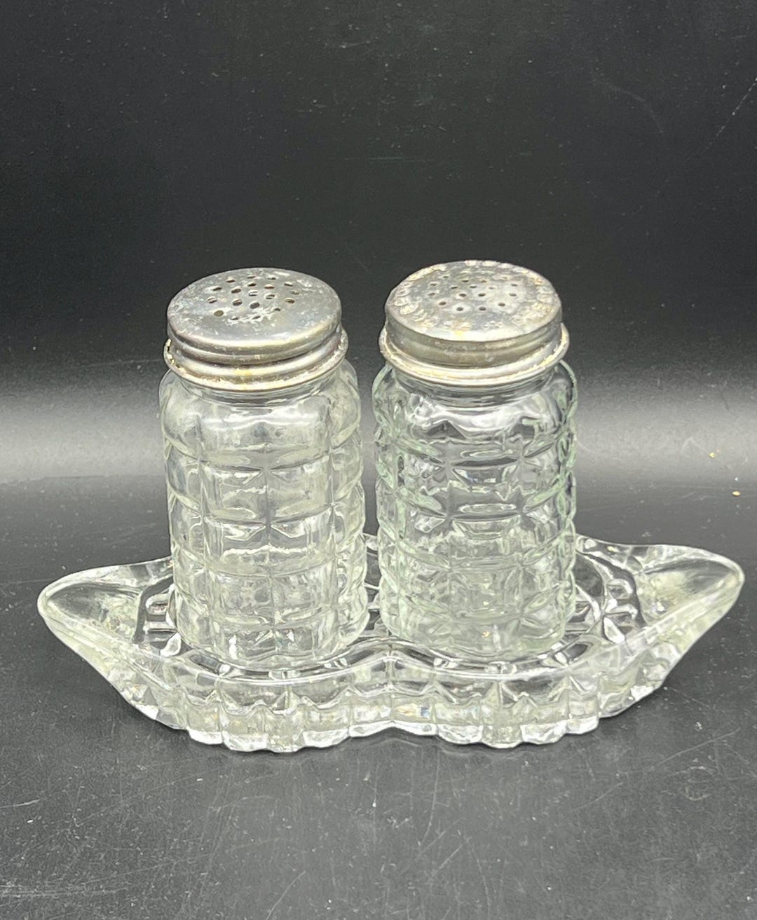 Vintage Anchor Hocking Salt and Pepper Shakers 3 Piece Set - Etsy
