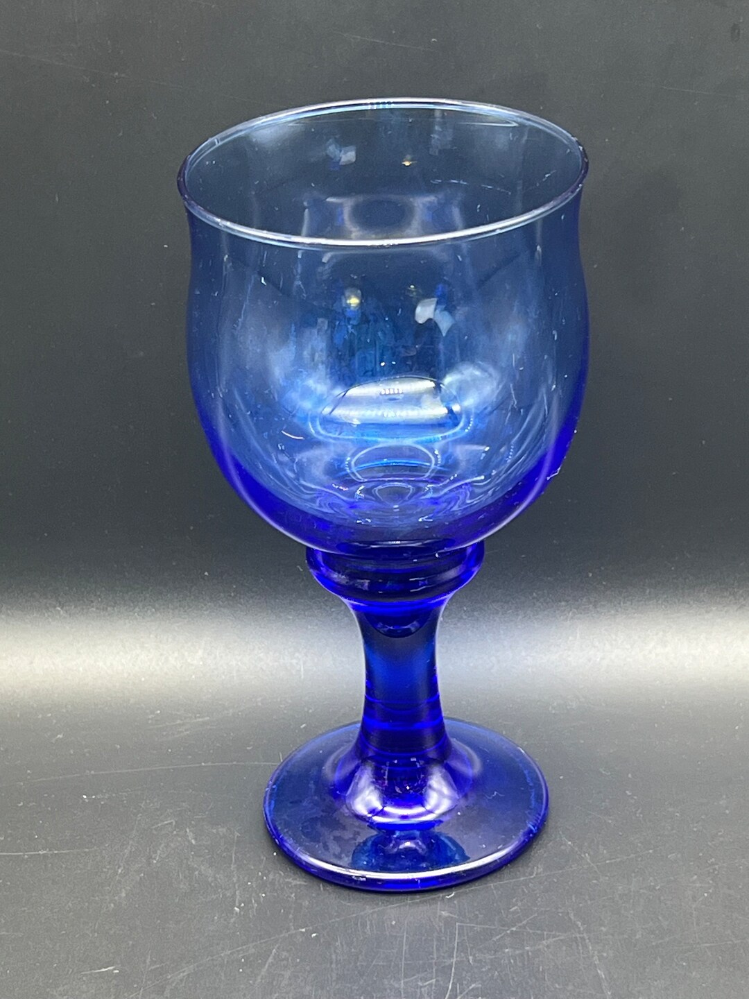Libbey Cobalt Blue Glass Wine/water Goblet 7” - Etsy