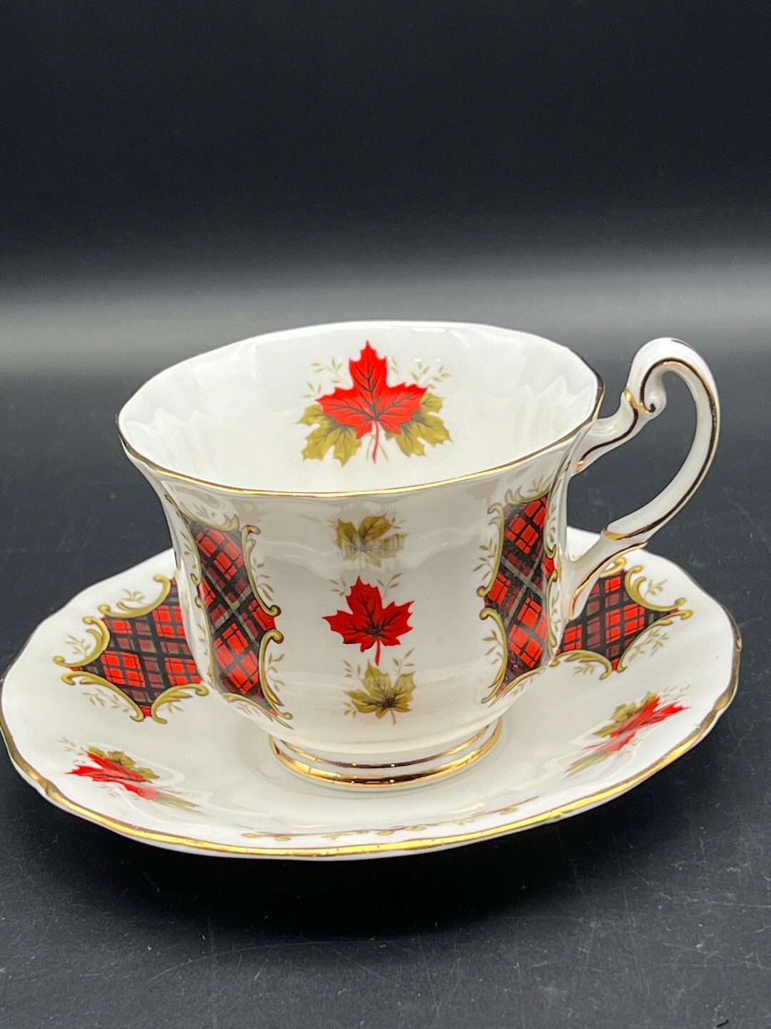 Royal Adderley UK Maple Leaf Tartan Tea Cup and Saucer - Etsy