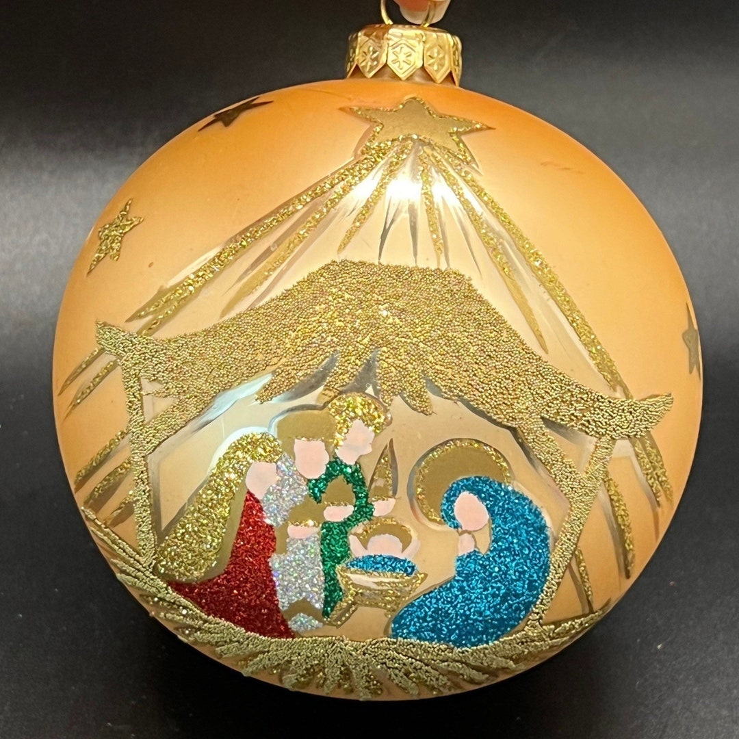 Large Glass Nativity Ball Ornament - Etsy