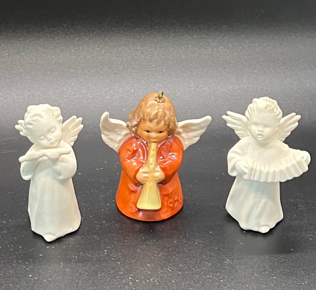 Three Goebel - One Angel Bell Ornament and Two Figurines White Angels ...