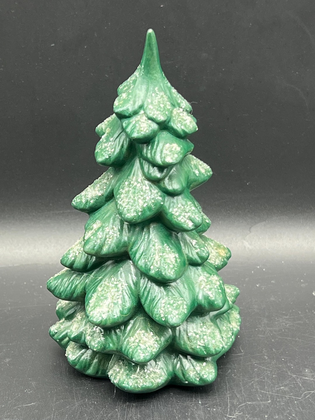 Vintage Green Ceramic Christmas Tree 6" Tall Frosted/flocked ...