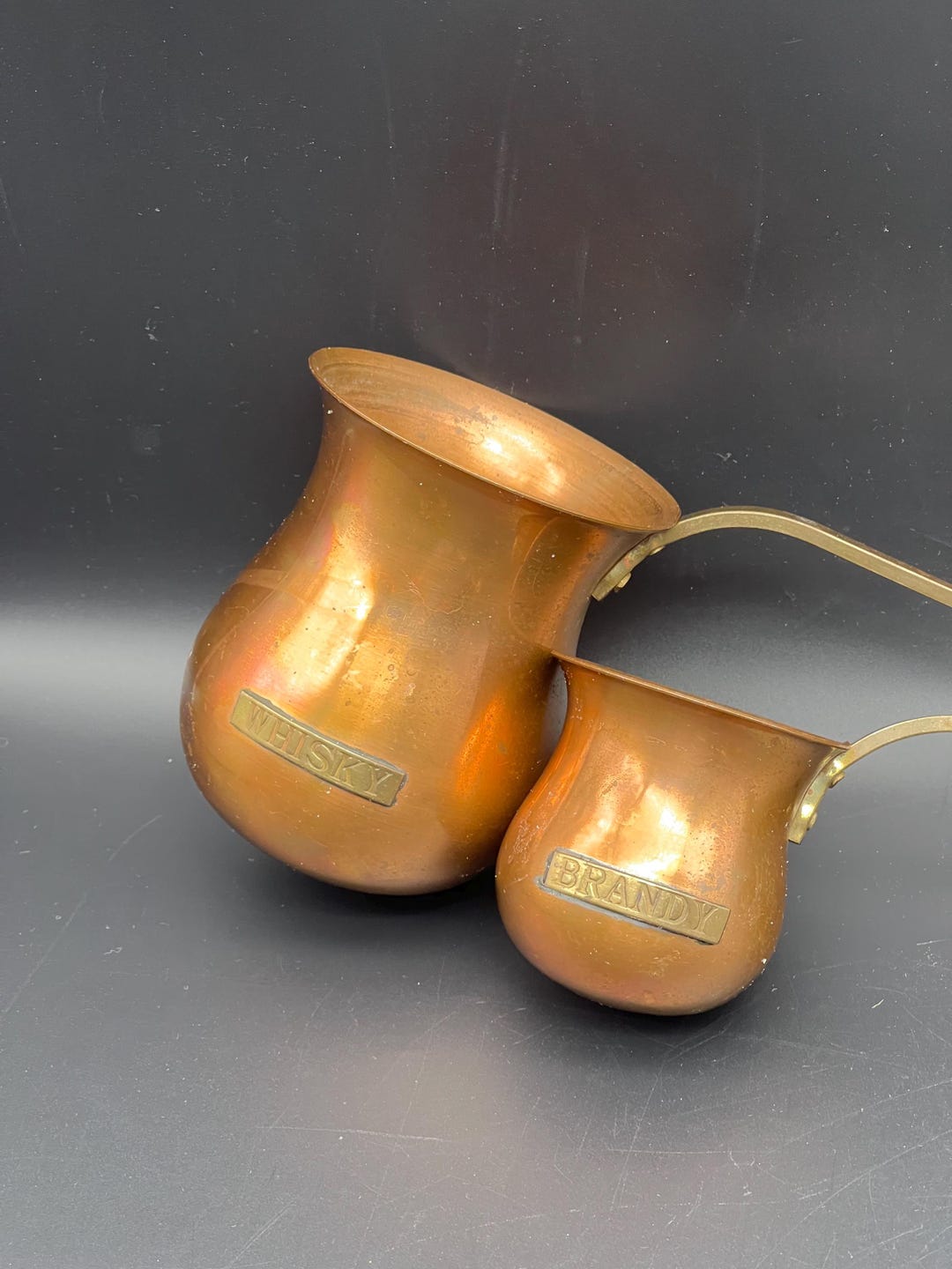 Vintage Copper and Brass Alcohol Ladles Scoops Dippers: Whiskey and ...