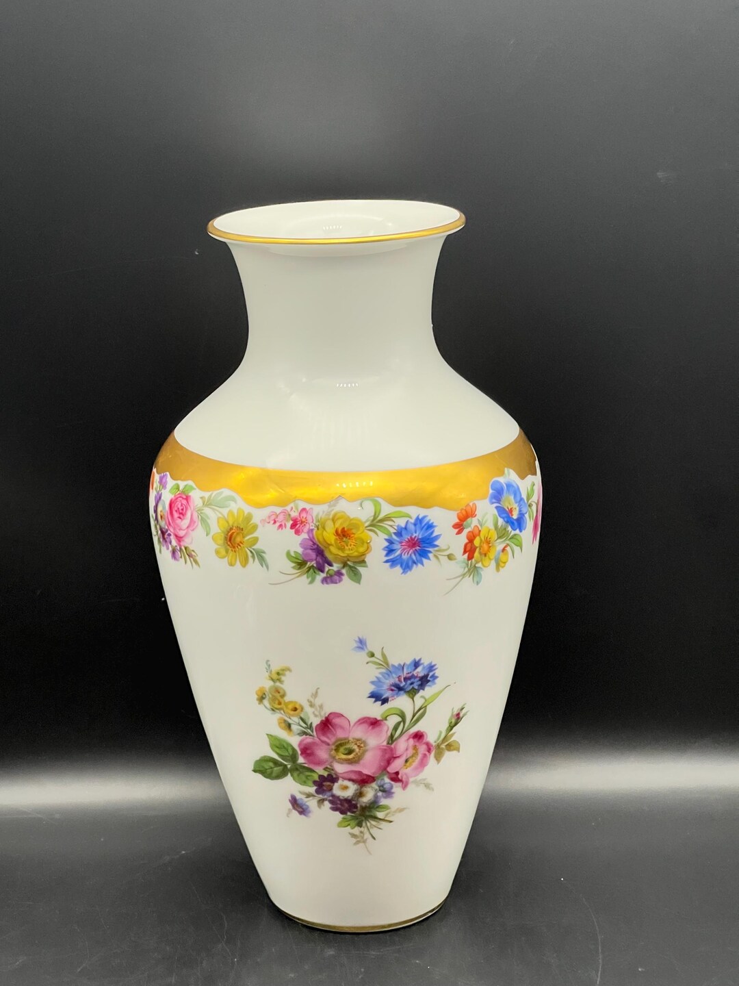 Large 1930’s Floral Vase JKW Western Germany - 12” Dresden Like ...