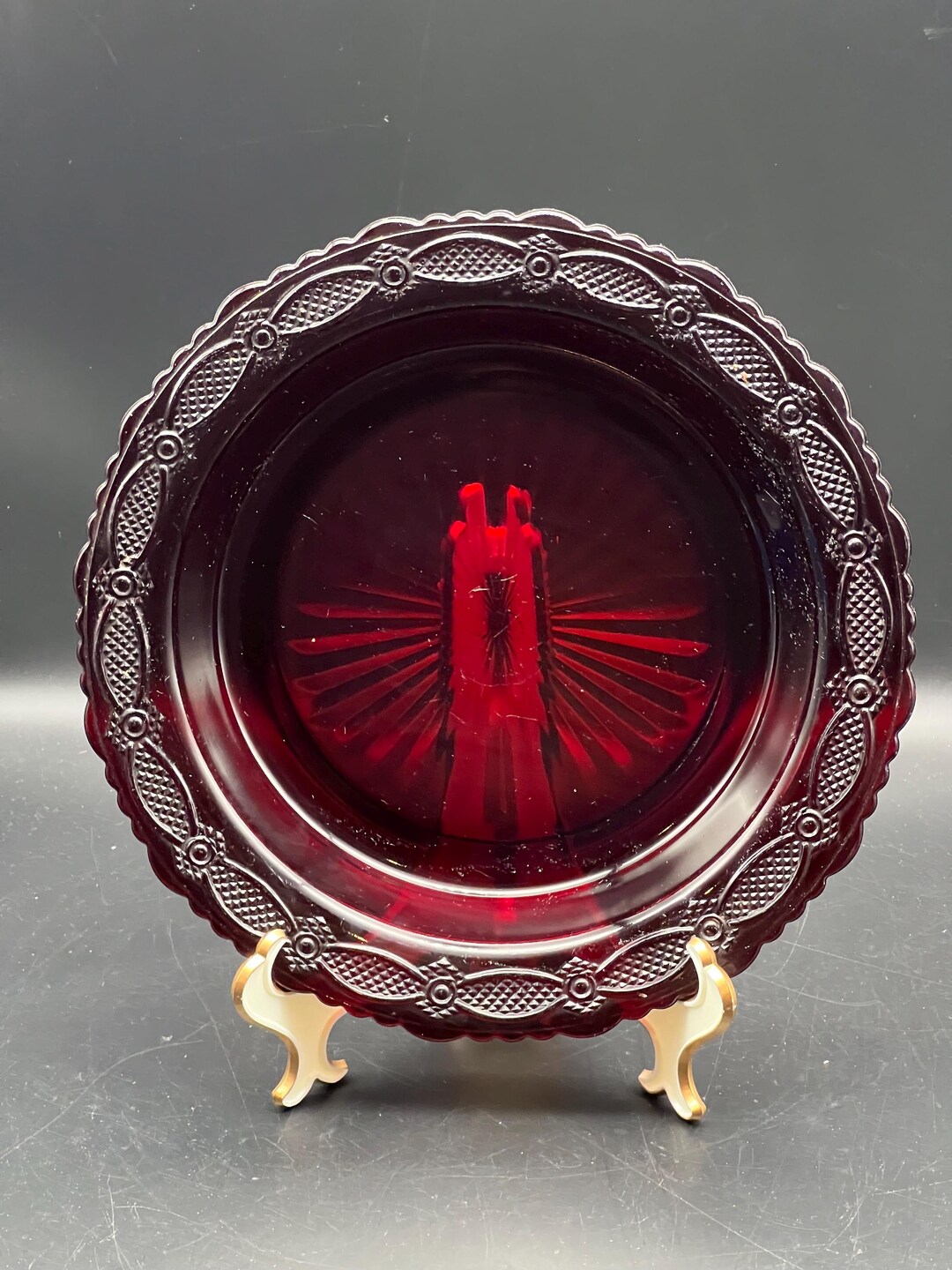 Avon 1876 Ruby Red Glass Cape Cod Pie Plate Server Dish - 10.75” - Etsy