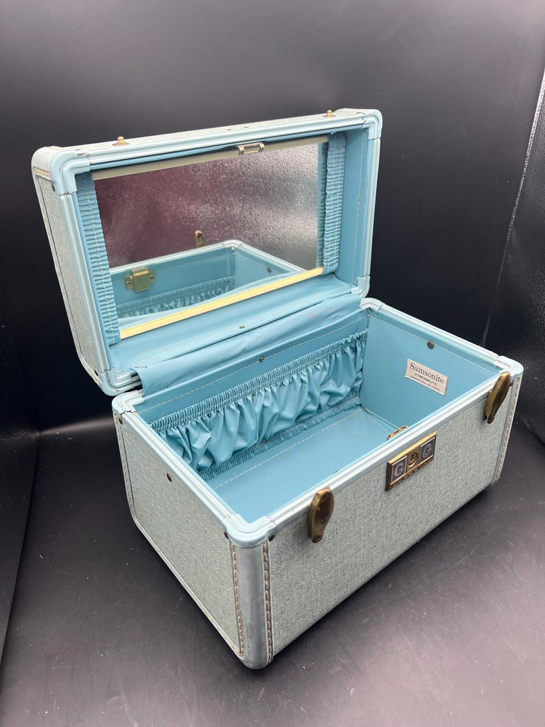 Retro Vintage 1950s Samsonite Streamlite Locking Train Case Blue Green ...