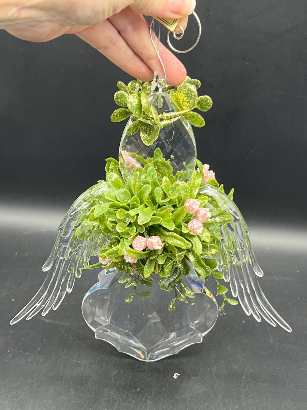 X-large Crystal Angel Mistletoe Ornament 9" X 8" Krystal, Kissing ...