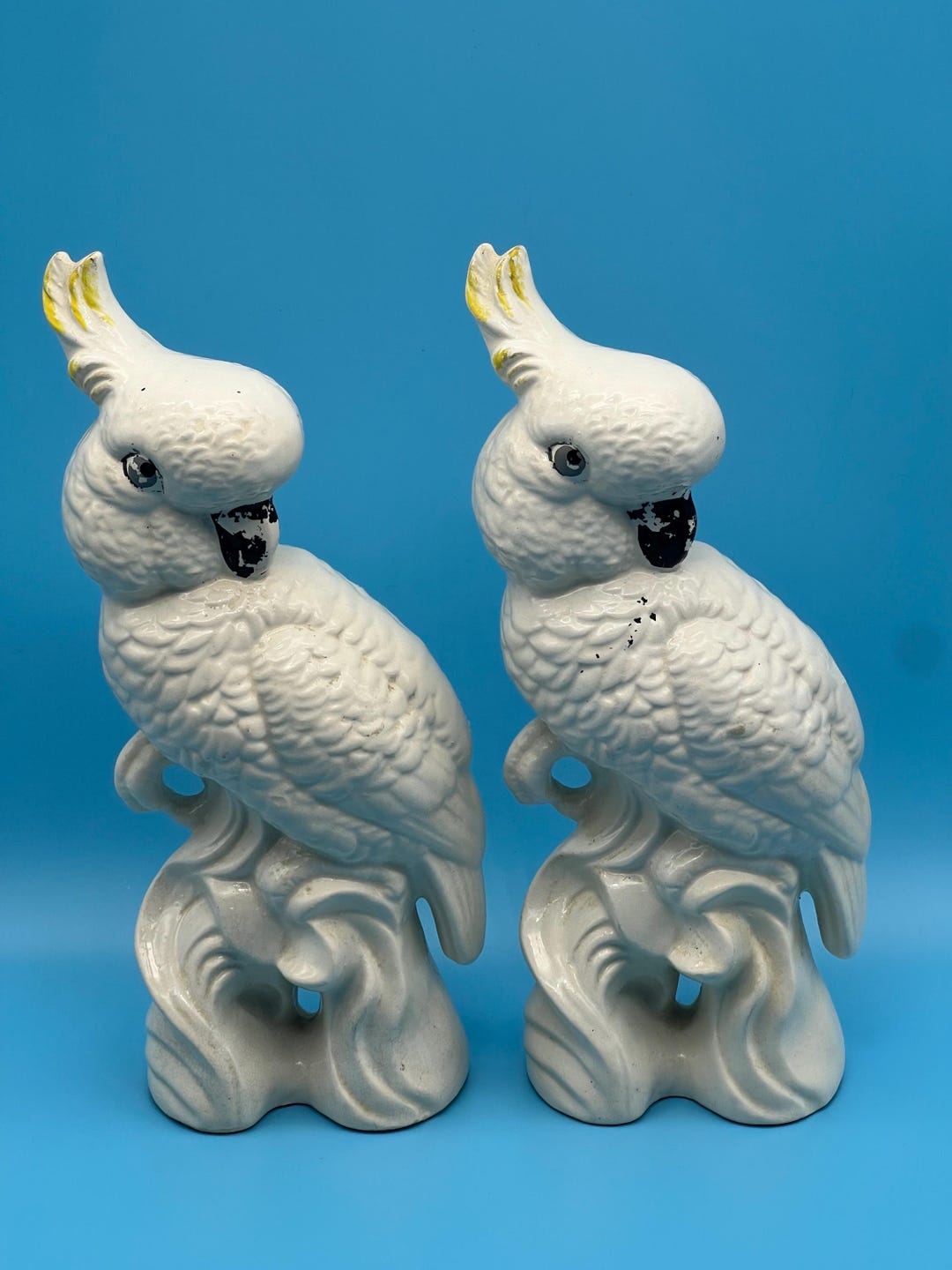 Two Vintage Regency Glazed Ceramic Cockatoos 10.5” MCM Home Decor - Etsy