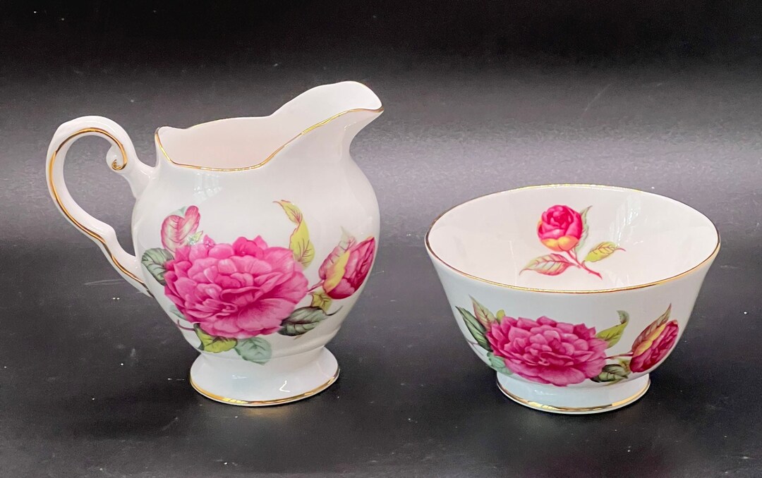 Royal Tuscan Camellia Sugar and Creamer Cabbage Roses - Etsy