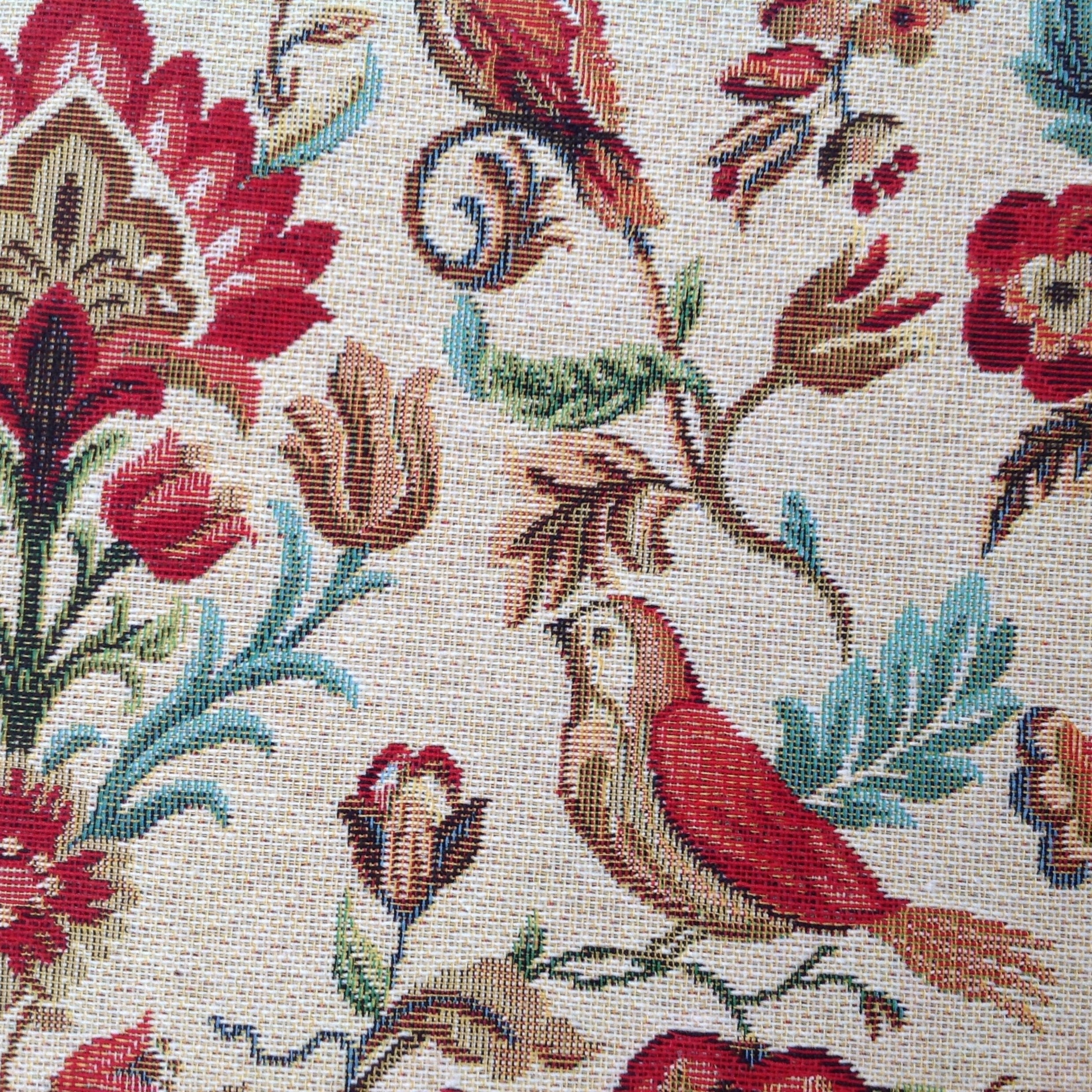William Morris Style Red Bird Pattern Tapestry Weave Round - Etsy UK