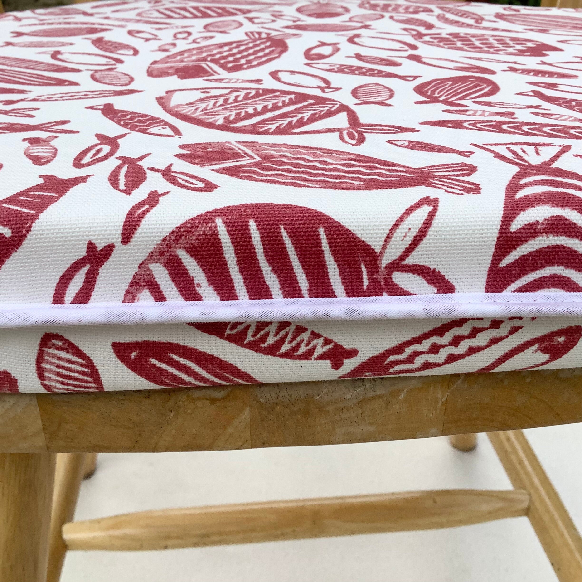 Red Ocean Fish Print Spindle Back Shape Chair Seat Pads to - Etsy UK