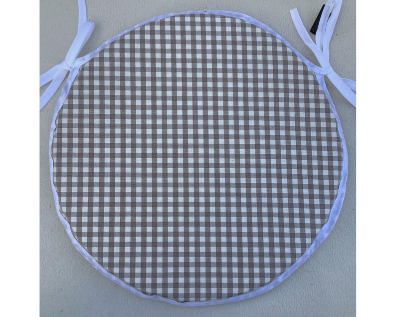 Light Brown mocha Gingham Round Bistro Style Chair Seat - Etsy UK