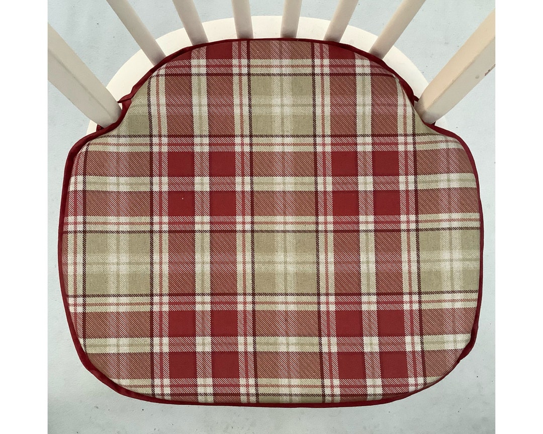 Terracotta (rust) Highland Tartan Check Spindle Back Shape Chair Seat ...