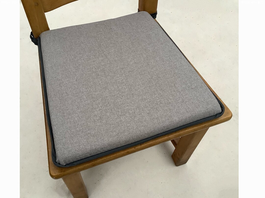 1 SET OF 4 LEFT, Light Ash Grey Tapered Square Shaped Chair Seat Pads ...