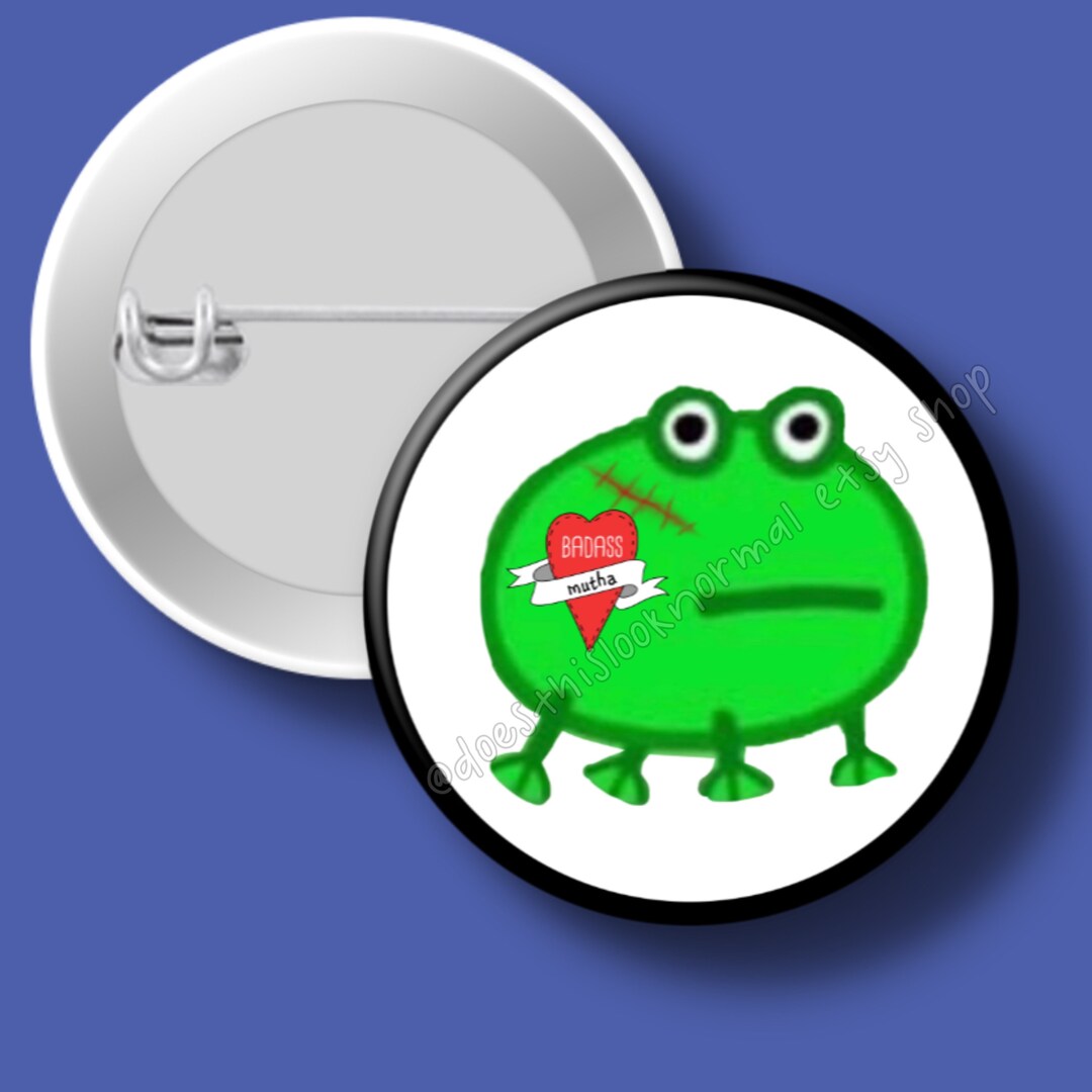 Pinback Button, 1.25in, Tough Guy, Frog, Reptile, Cute Animal, Cartoon ...