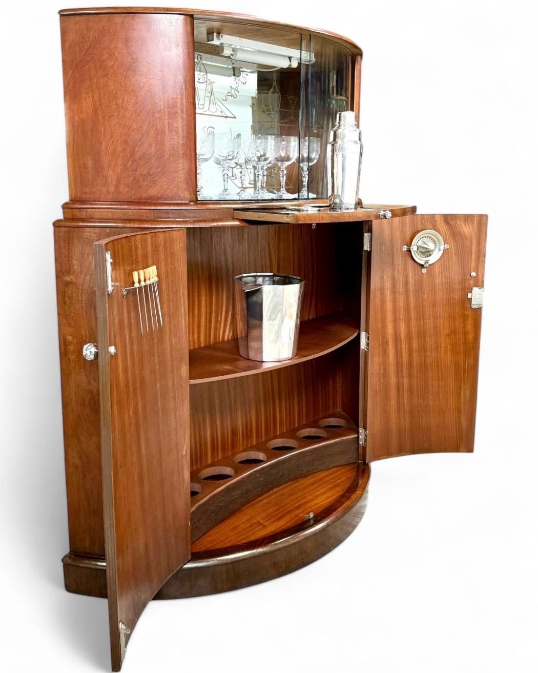 1930’s French Art Deco Demilune Bar or Cocktail Cabinet of Walnut - Etsy